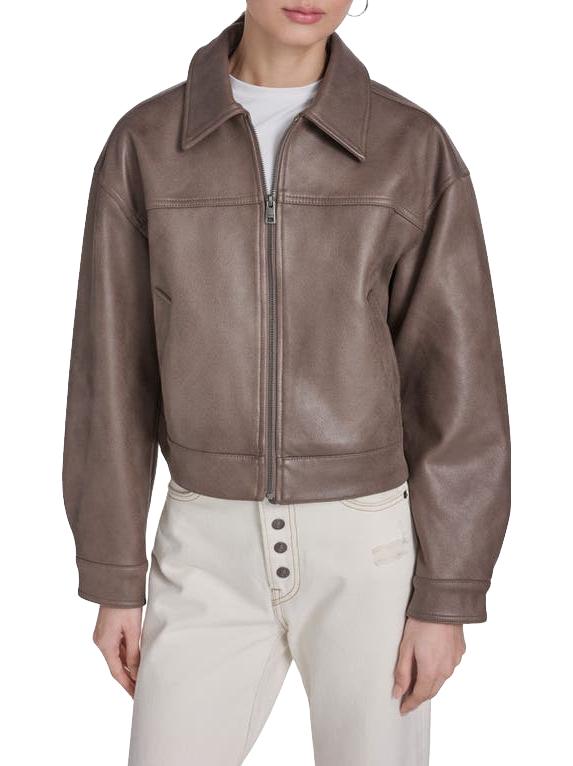 LEVI'S Faux Leather Zip-Up Jacket